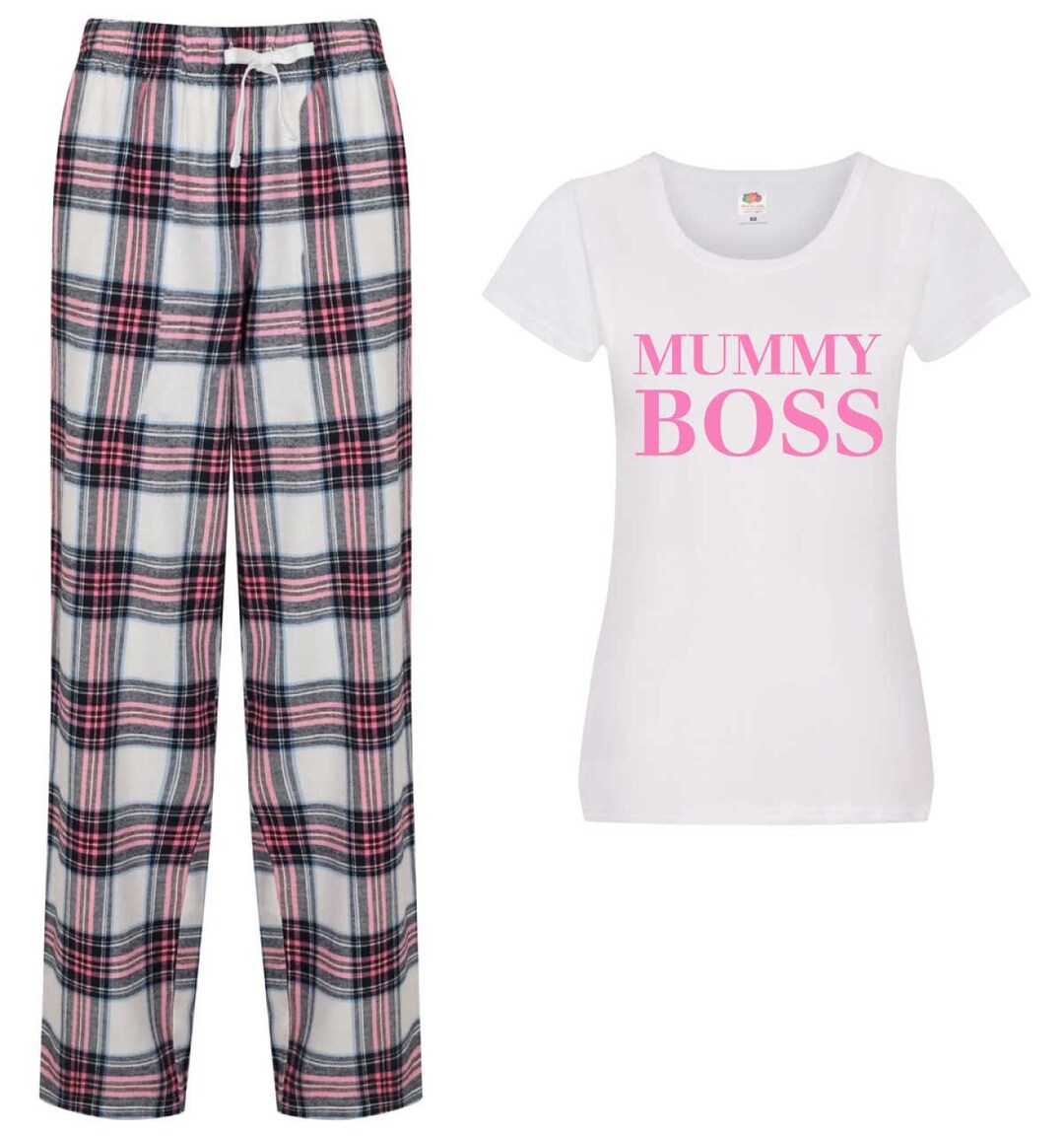 Mummy Boss Pyjamas Pj's Pyjamas Tartan Trousers - Etsy