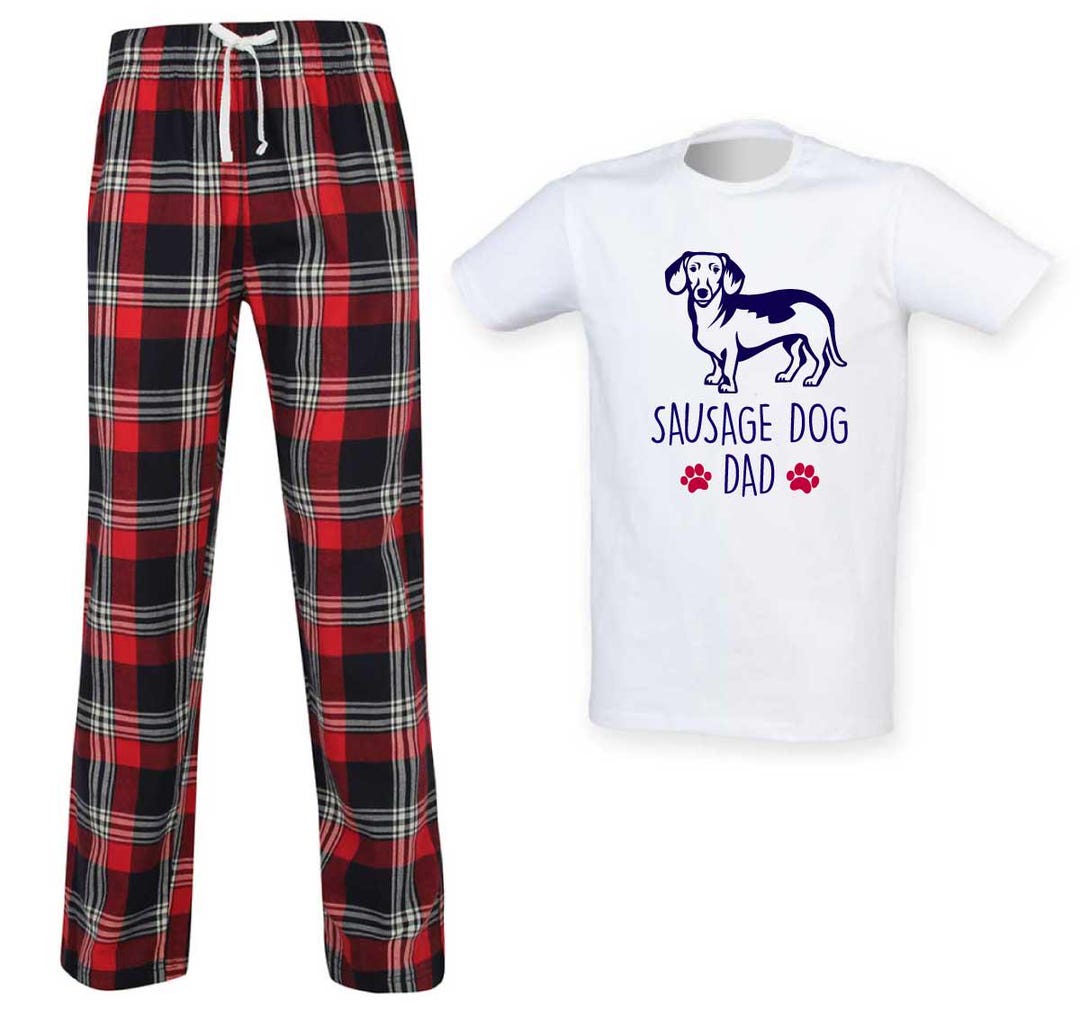 Men's Sausage Dog Pyjamas Sausage Dog Dad Long Tartan Pj's - Etsy
