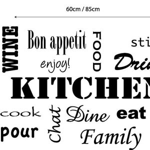 Kitchen Words Wall Decal Kitchen Wall Sticker Family Quote - Etsy