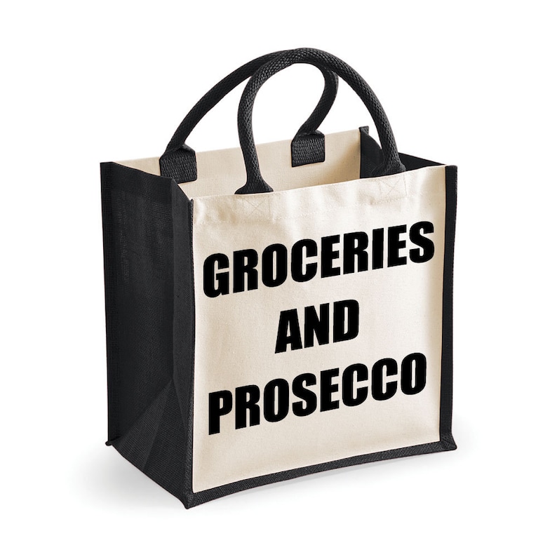 Prosecco Bag Shopping Bag Groceries and Prosecco Medium Jute | Etsy