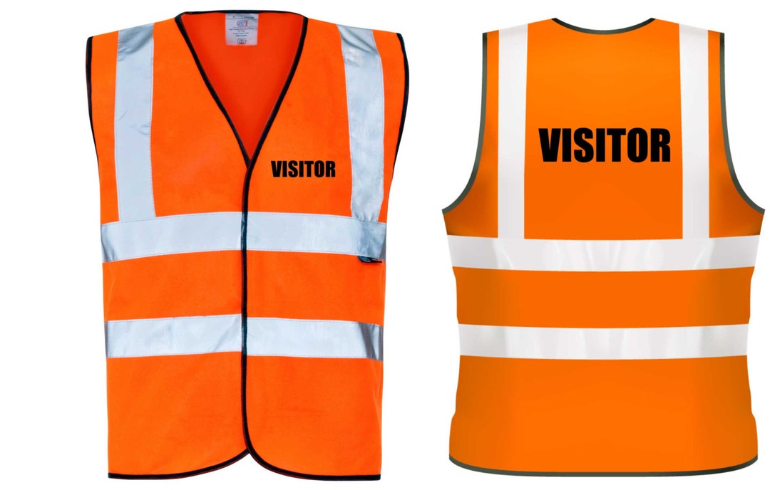 Hi Viz Vest Visitor Front and Back Safety Vest Reflective Site Work ...