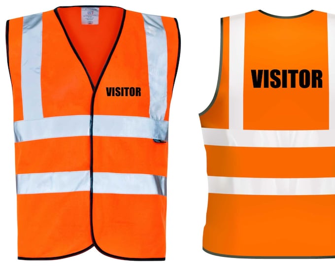 Hi Viz Vest Visitor Front and Back Safety Vest Reflective Site Work ...