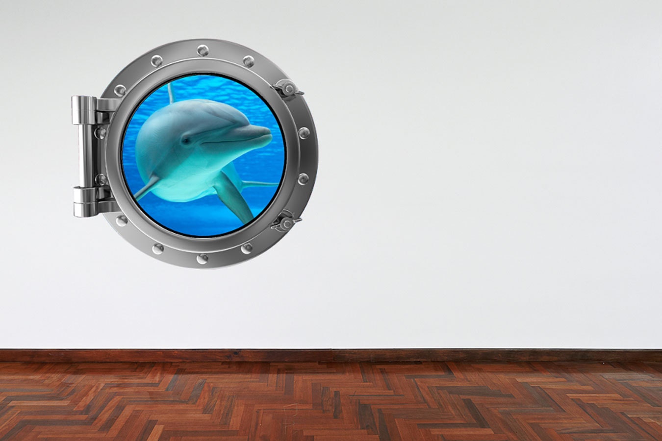 Full Colour Wall Decal Dolphin V2 Silver Porthole Wall Sticker | Etsy