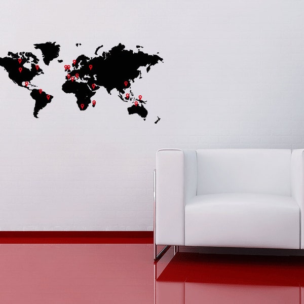 World Map Decal - Etsy UK