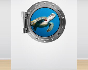 Sea Turtle Window Porthole Ocean Wall Decal VWAQ PO15 - Etsy