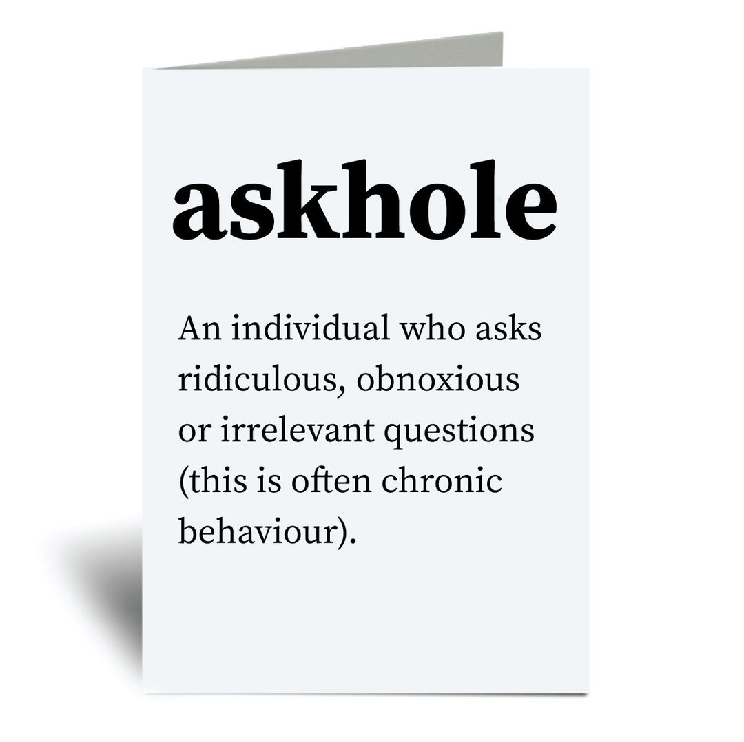 Askhole Card Urban Dictionary Definition Greeting Birthday Card Friend ...