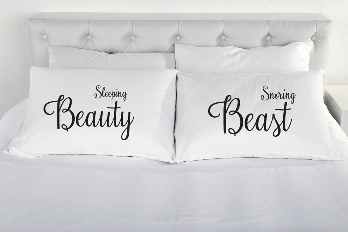 Couples Pillows Sleeping Beauty Snoring Beast Pillowcase Funny | Etsy
