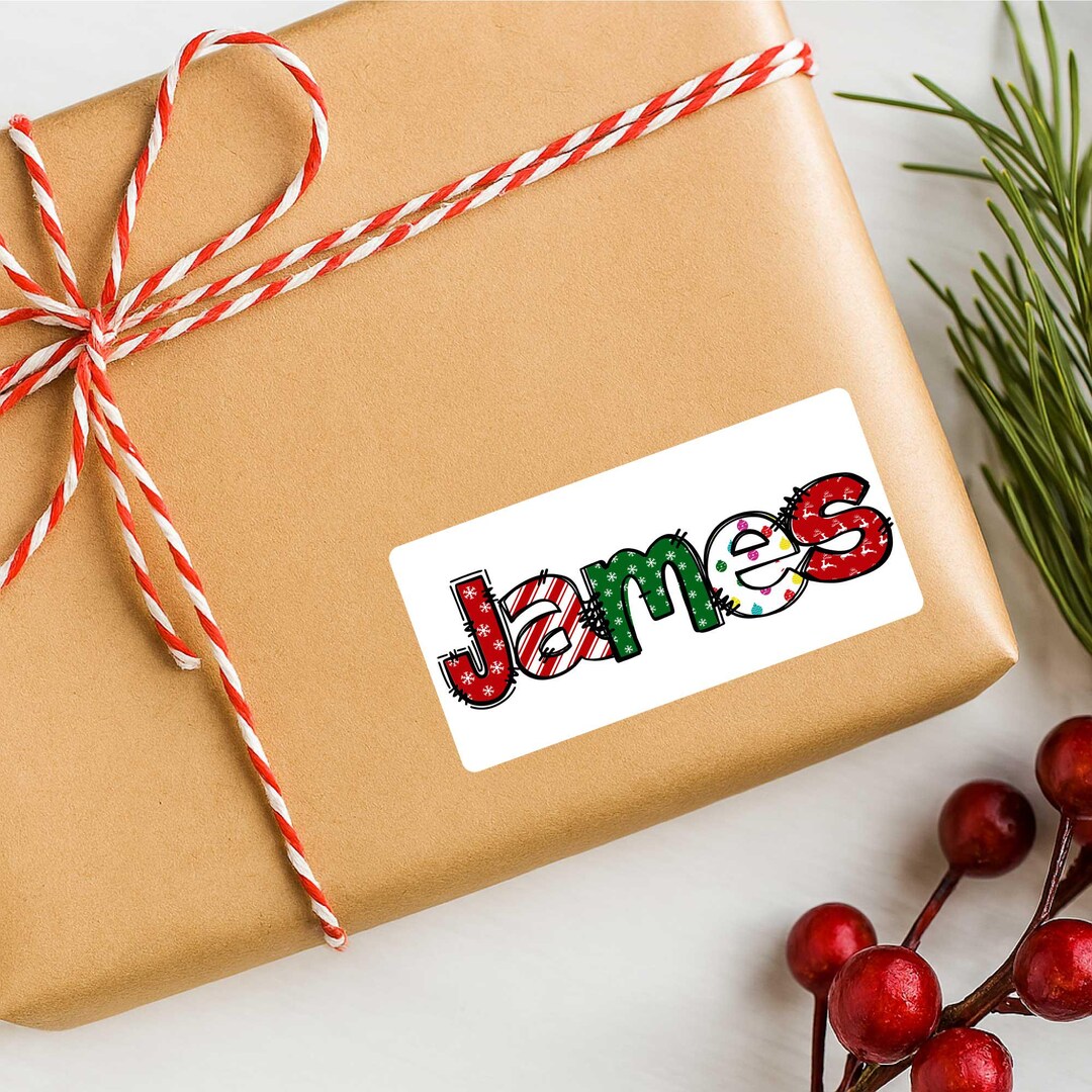 Christmas Name Labels Christmas Tags Stickers Gift Labels Doodle ...