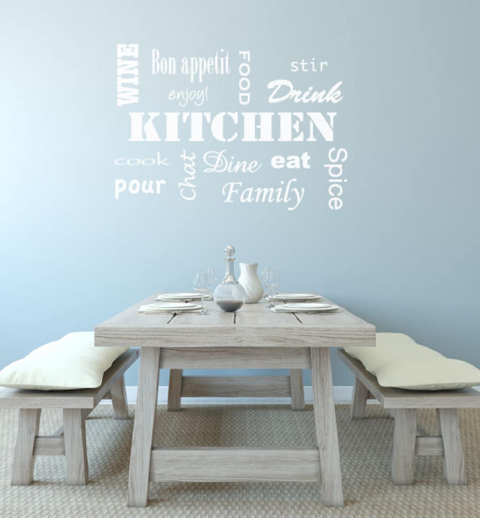 Kitchen Words Wall Decal Kitchen Wall Sticker Family Quote - Etsy