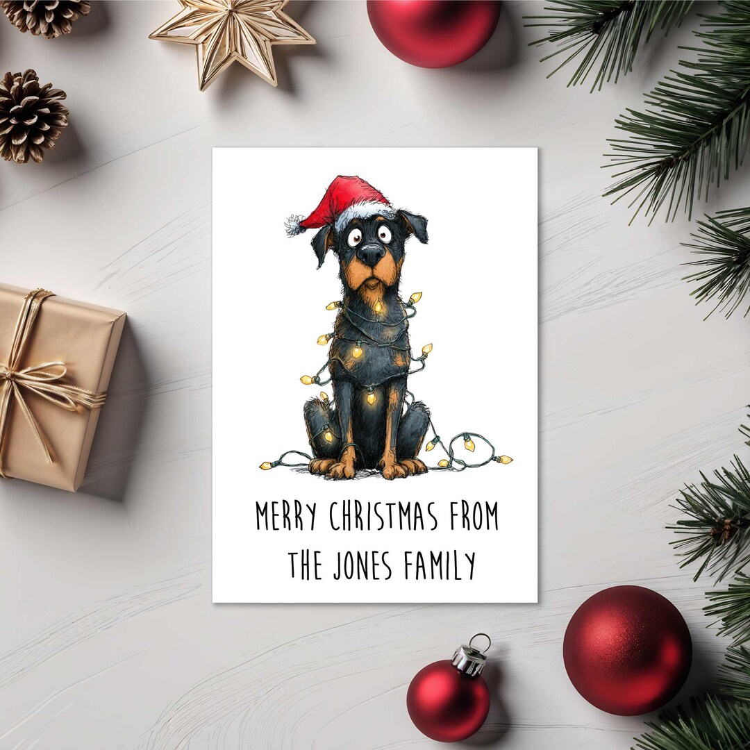Personalised Christmas Cards Rottweiler, Funny Card, Holiday Greetings ...