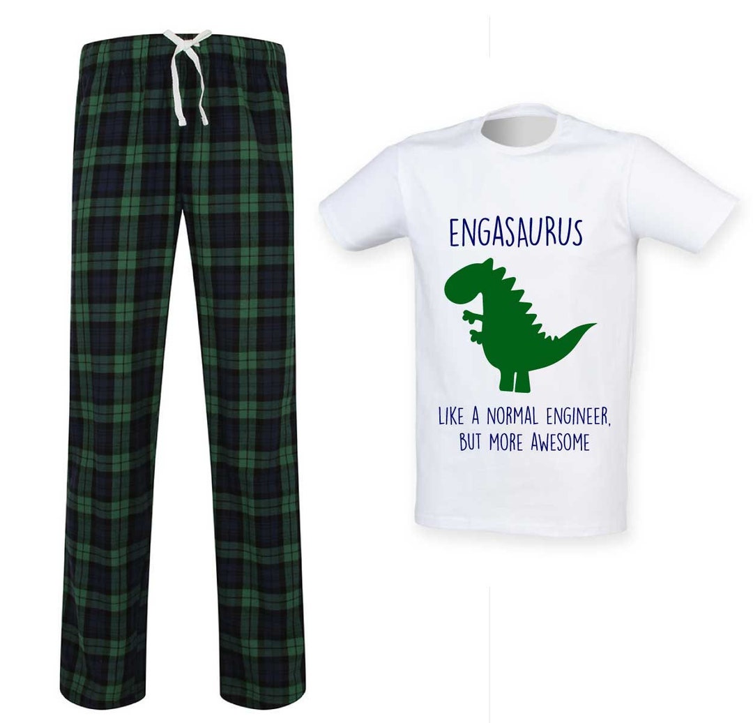 Engineer Dinosaur Tartan Pajamas Engasaurus Pj's Pyjamas Fathers Day ...