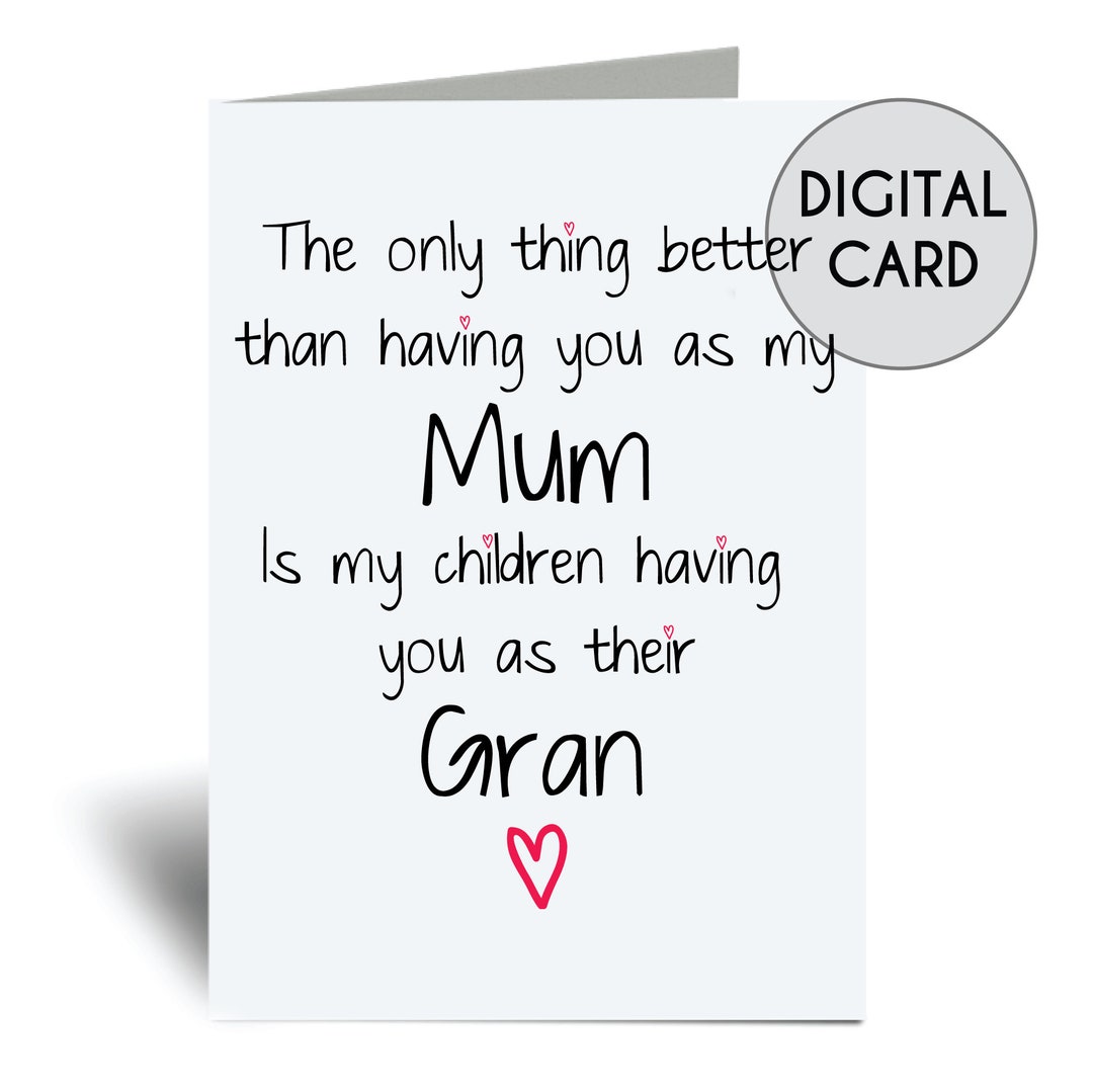 Printable Mum Gran Children Card Digital Download Greeting Birthday ...
