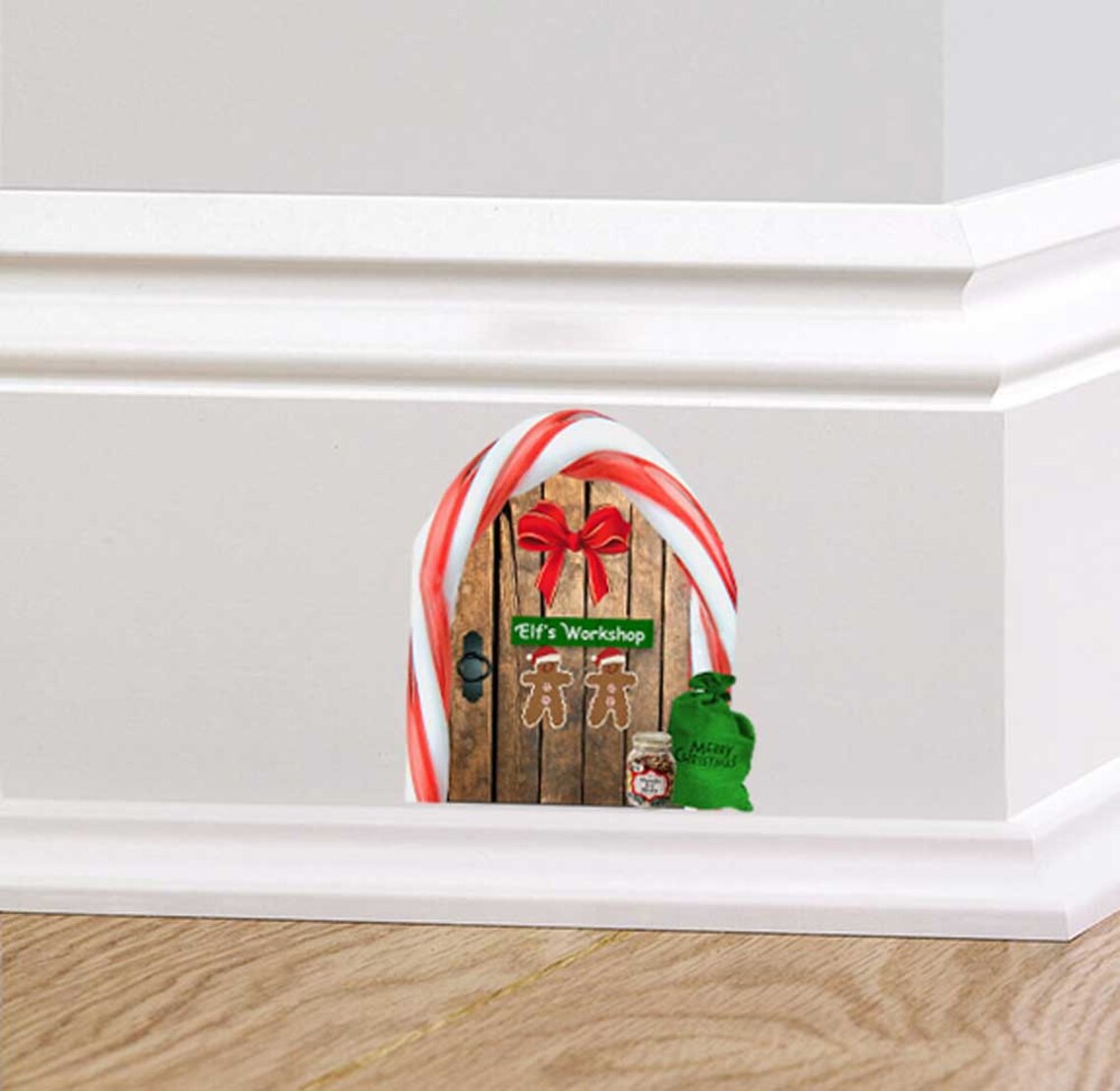 Elf Door Decal Wooden Elf's Workshop Wall Sticker Christmas Festive ...