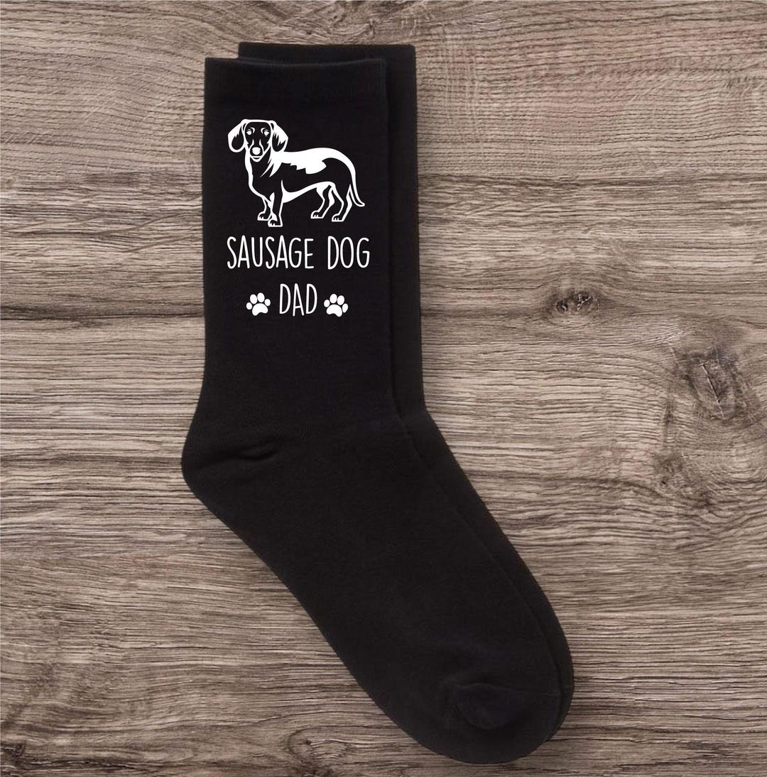 Black Socks Mens Sausage Dog Dad Socks Cute Sausage Dog Gift Novelty ...
