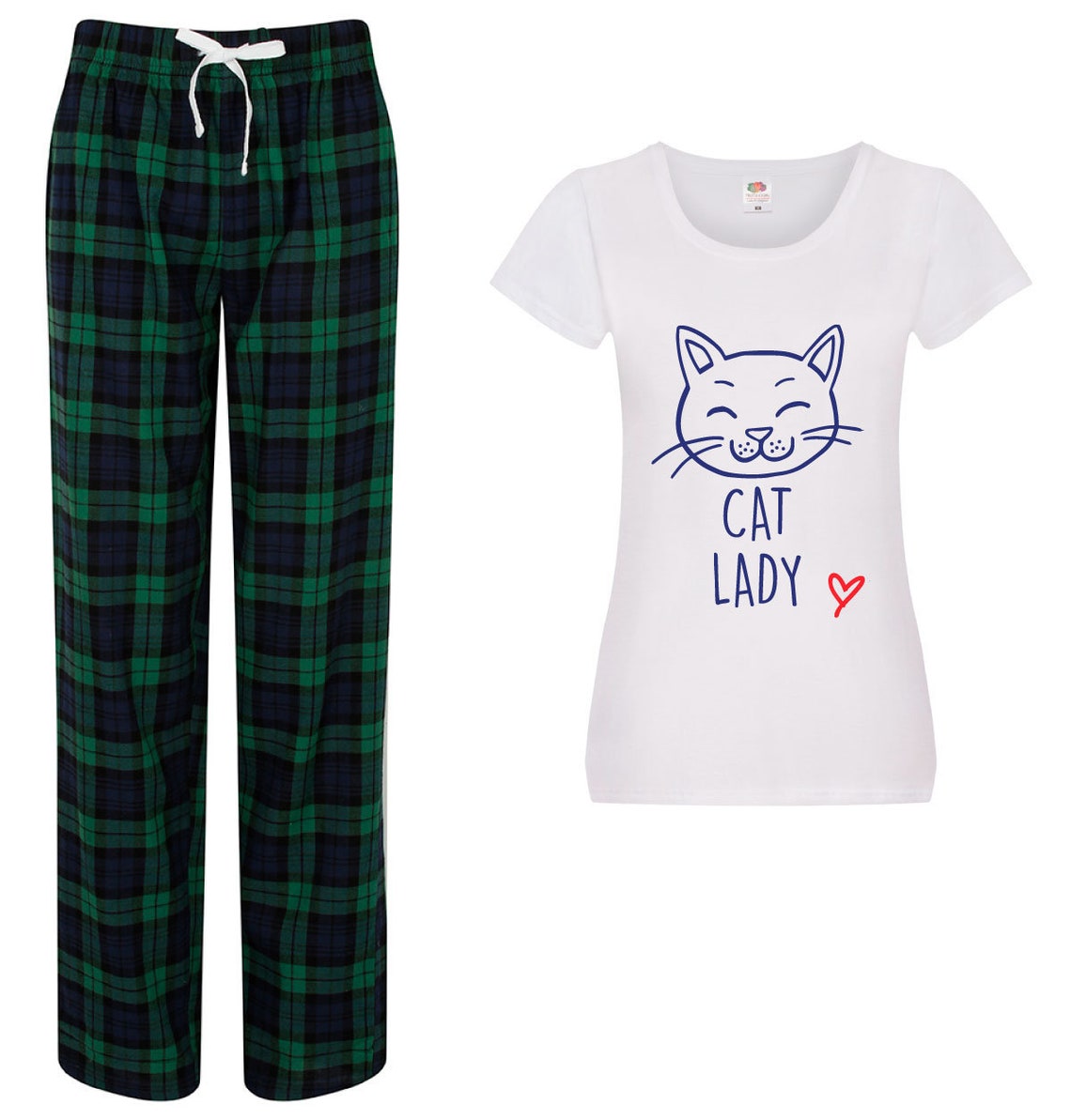 Cat Pj's Cat Lady Cats Pyjamas Tartan Pants Pet - Etsy UK