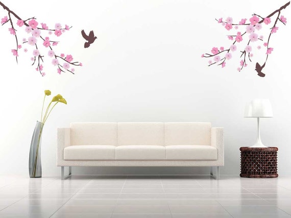 Cherry Blossom Wall Decal Birds and Branches Wall Sticker Home | Etsy