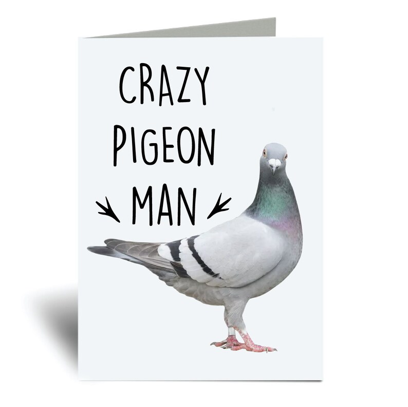 Pigeon Card Crazy Pigeon Man Greeting Birthday Card Husband - Etsy