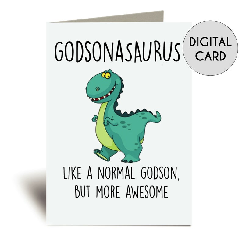 Printable Godsonasaurus Card Digital Download Greeting Birthday ...