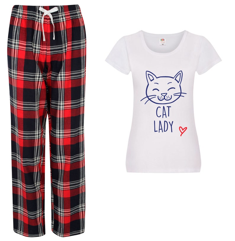 Cat Pj's Cat Lady Cats Pyjamas Tartan Pants Pet - Etsy UK