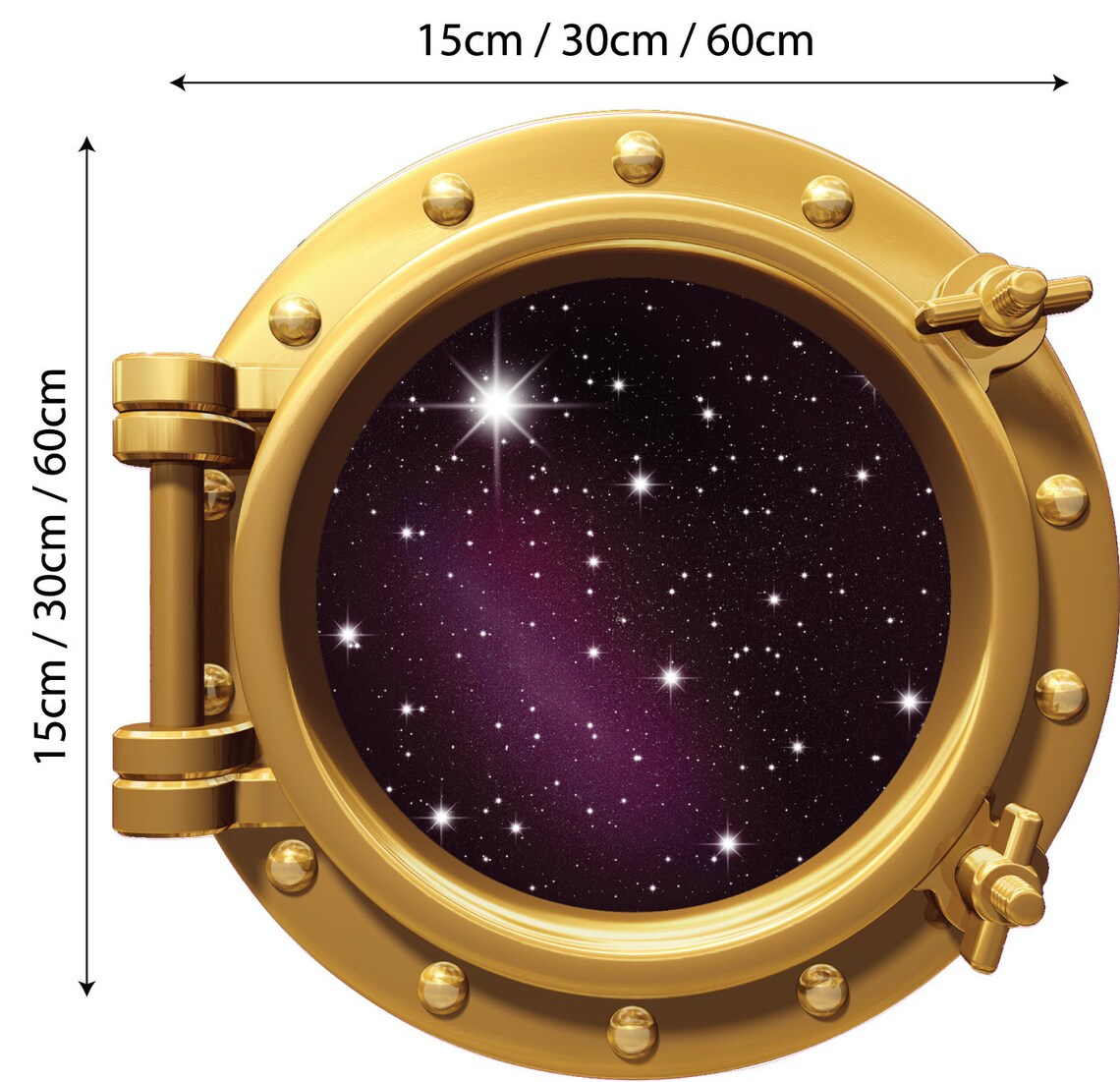 Full Colour Wall Decal Stars Brass Gold Porthole Wall Sticker - Etsy