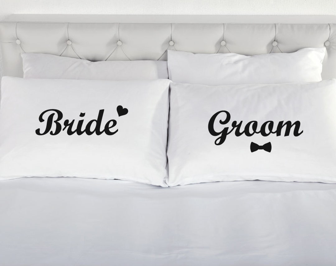 Bride Groom Pillowcases Printed Pillow Case Wedding Marriage Present ...