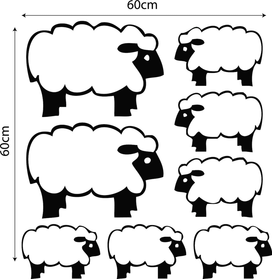 Set of 8 Sheep Wall Decal Sticker Kids Bedroom Nursery - Etsy
