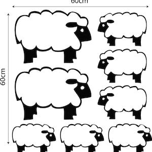 Set of 8 Sheep Wall Decal Sticker Kids Bedroom Nursery Counting Sheep ...