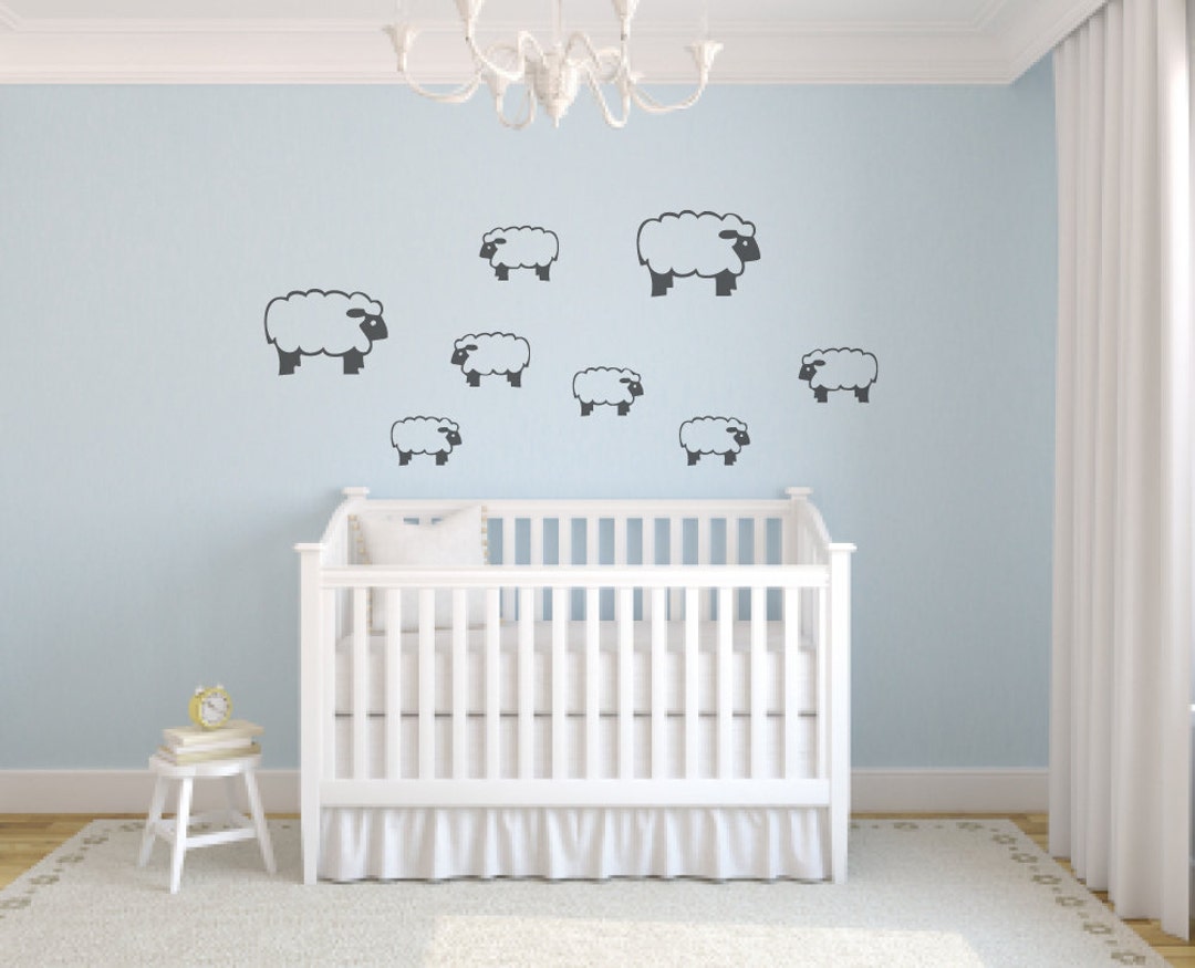 Set of 8 Sheep Wall Decal Sticker Kids Bedroom Nursery Counting Sheep ...
