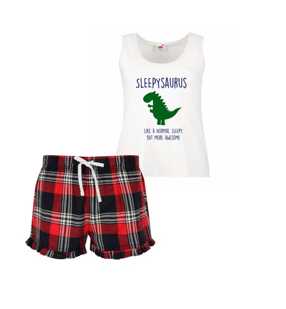 Ladies Sleepy Dinosaur Pyjamas Sleepysaurus Like A Normal Sleepy but More Awesome Pyjamas Shorts Etsy UK