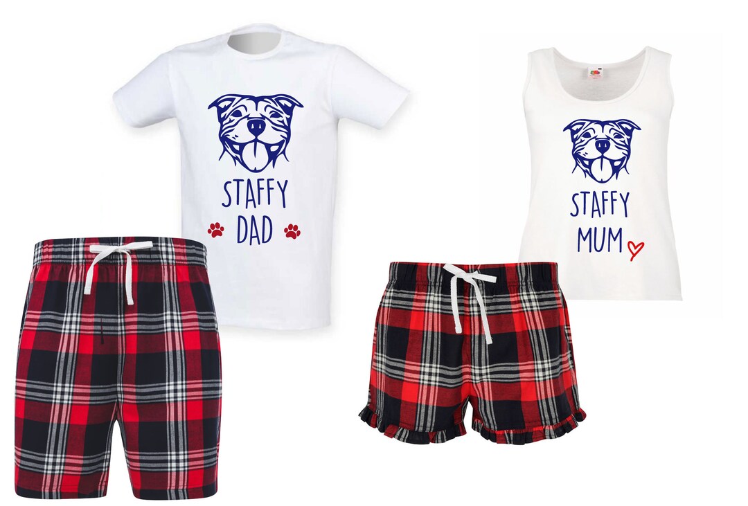 Couples Staffy Pyjamas Staffy Mum Dad Family Staffordshire Bull Terrier ...