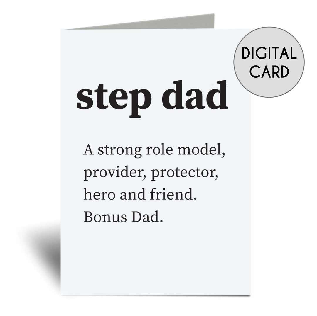 Printable Step Dad Definition Card Digital Download Greeting Birthday ...