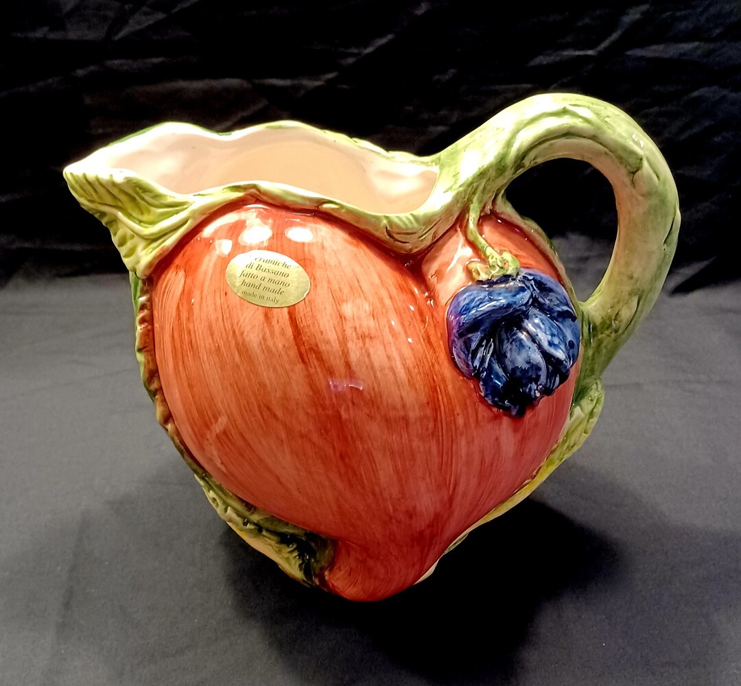 Bassano Italy Pottery Majolica Pitcher - Handmade, Hand Painted Bassano ...