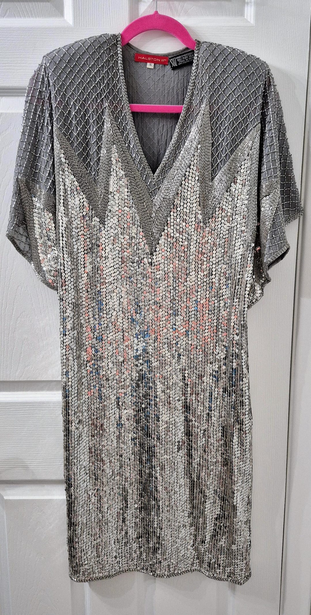 1980's Halston Beaded & Sequined Dress W/ Matching Belted Jacket ...