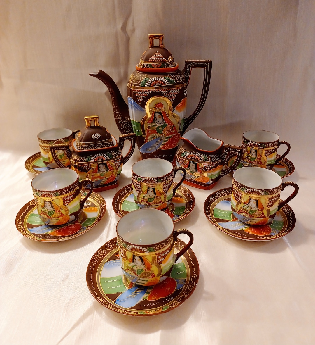 Satsuma Moriage Tea Set Made in Japan Tea Set Satsuma Tea Set Hand ...