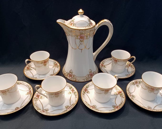 Antique Nippon Chocolate Pot Set - Morimura Brothers Chocolate Pot W/ 6 ...
