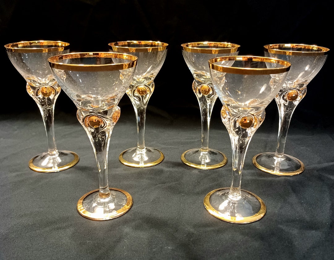 6 Golden Suszy Czechoslovakia Crystal Cordials Vintage Crystal Cordials ...