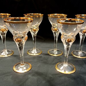 6 Golden Suszy Czechoslovakia Crystal Cordials Vintage Crystal Cordials ...