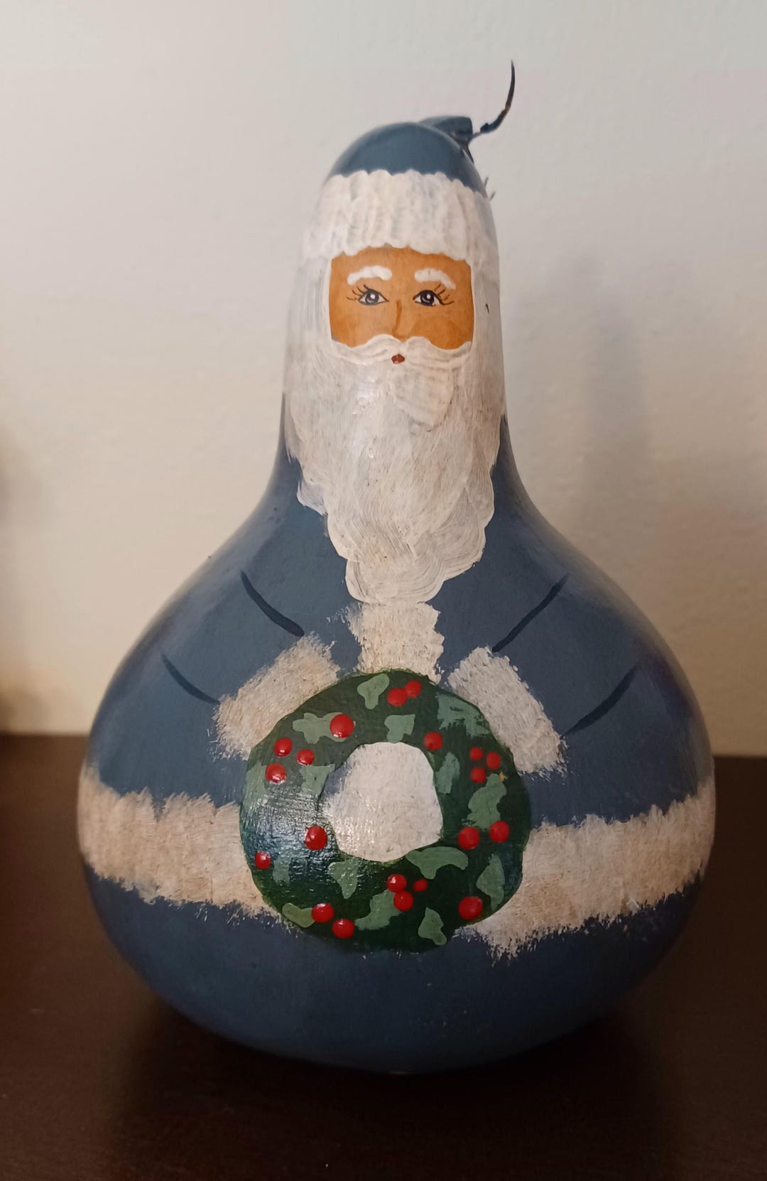 Folk Art - Hand Painted Gourd - Folk Art Santa - Vintage Santa - Folk Art Hand Painted Santa ...