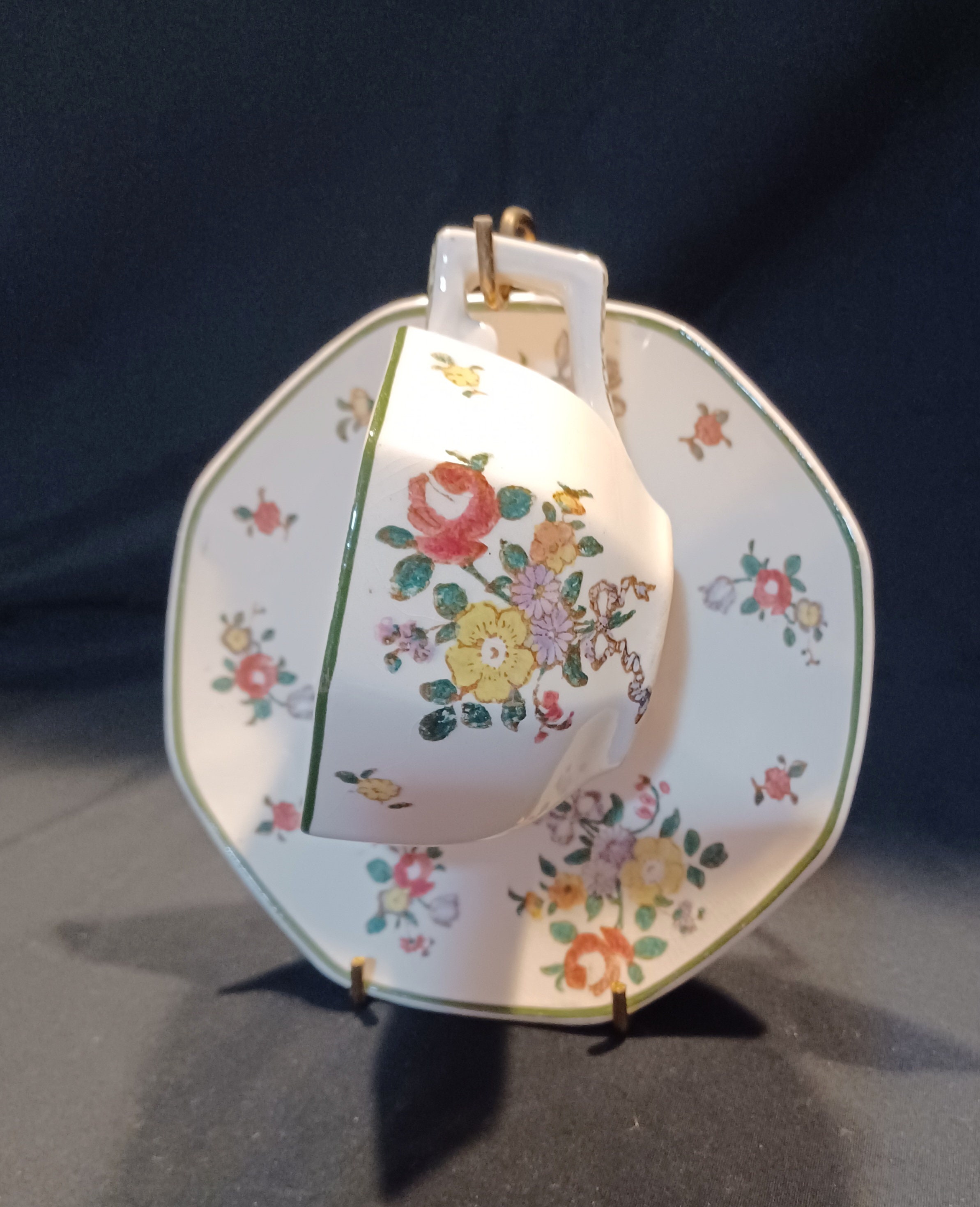Royal Doulton Old Leeds Spray Teacup and Saucer #D3548 Reg. No. 597783 ...