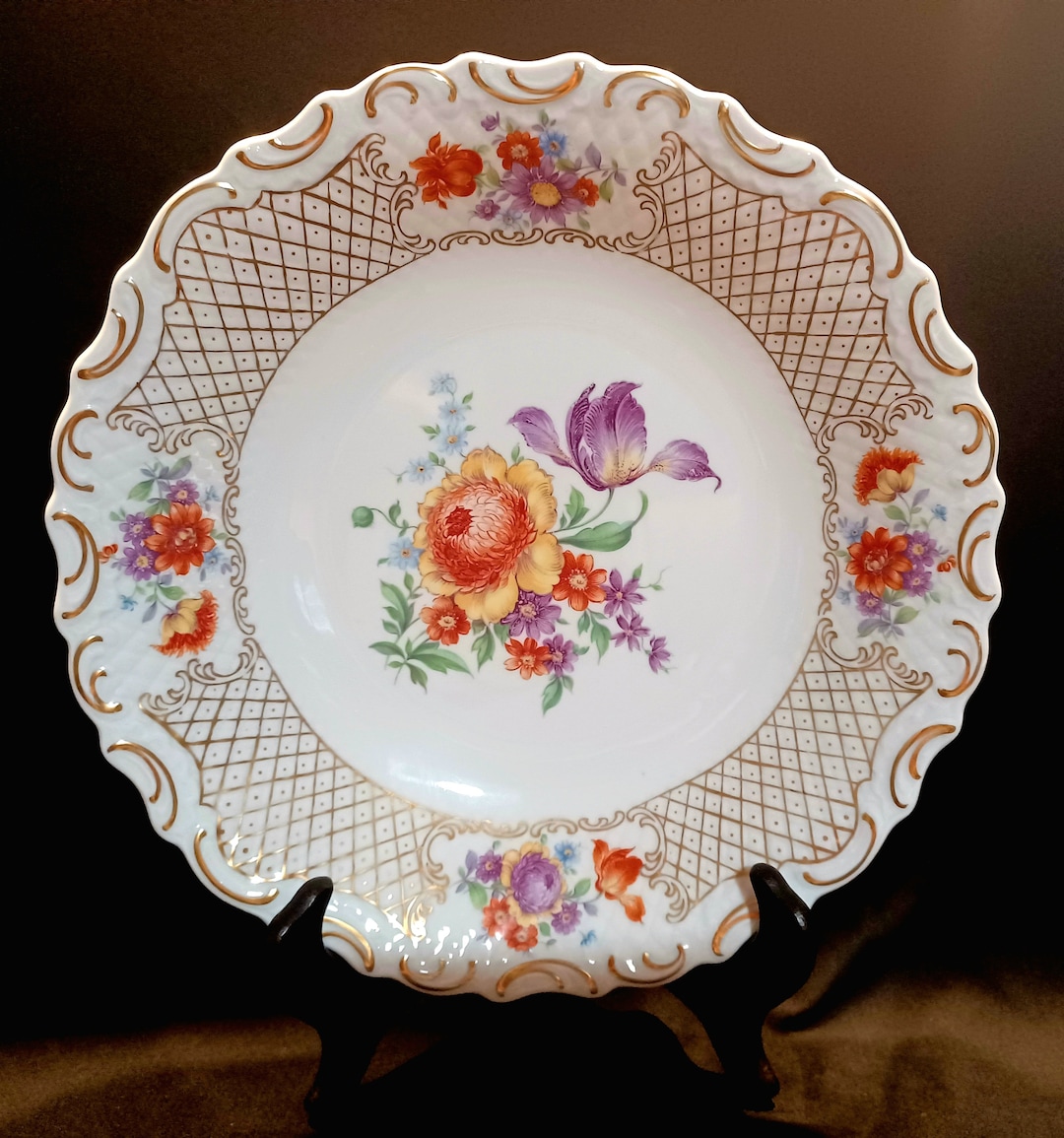 Schumann Bavaria - Germany U.S Zone - Floral Serving Bowl - Vintage ...