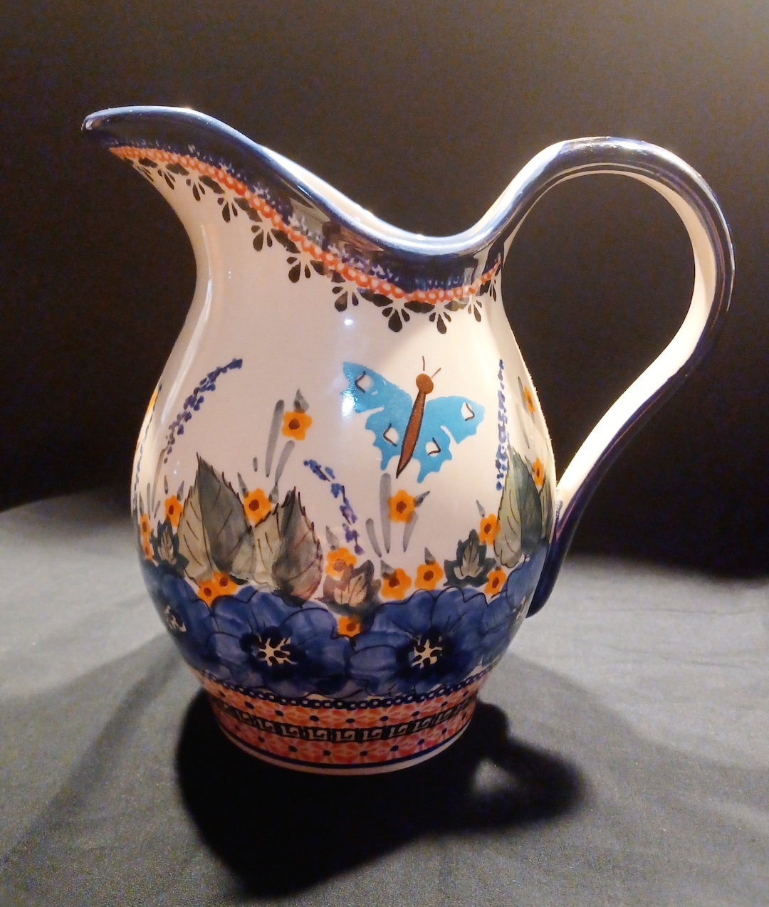 POLISH POTTERY UNIKAT Monika Kosmider Butterfly Pitcher - Large ...