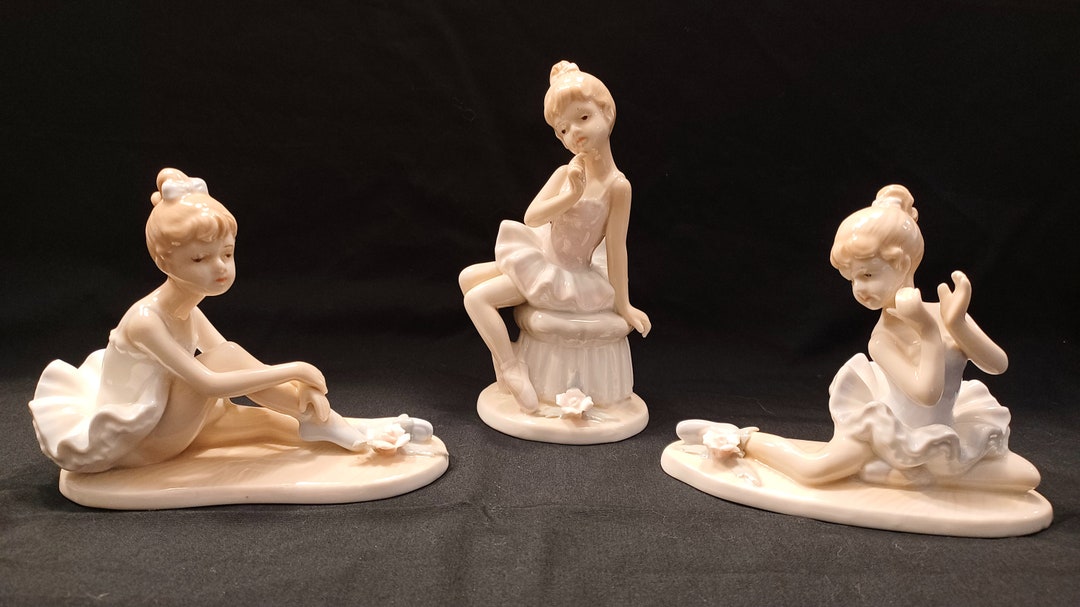 3 Porcelain Ballerina Figurines Porcelain Ballerinas Beautiful