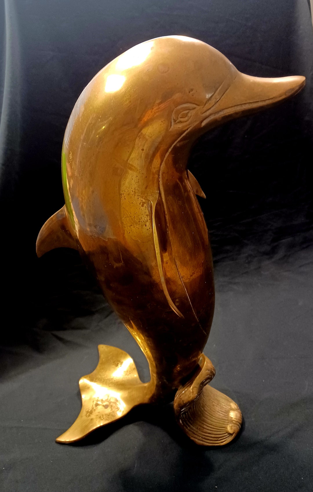 Very Large Brass Dolphin Statue 19 Brass Dolphin Sculpture Vintage ...