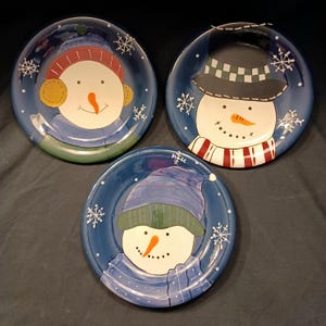 3 Snowman Salad/dessert Plates - "the Snow Friends Collection" by St ...