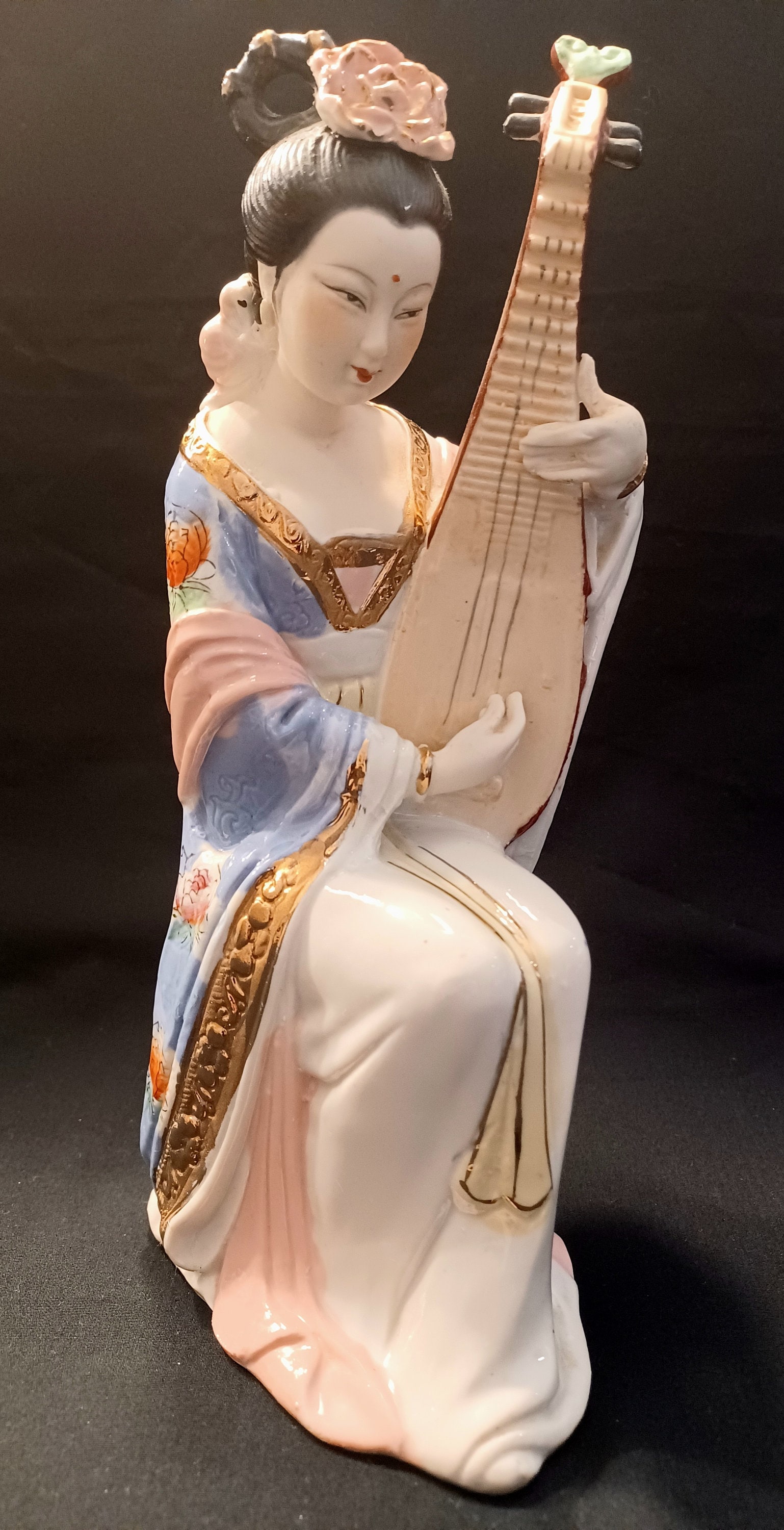 Japanese Geisha Playing A Biwa Vintage Geisha Figurine Geisha ...