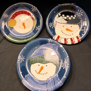 3 Snowman Salad/dessert Plates - "the Snow Friends Collection" by St ...