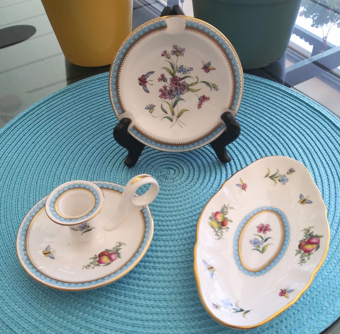 Spode Trapnell ~ Spode Candle Holder - Spode Ashtray - Spode Trinket Dish - Spode Trapnell Bone ...