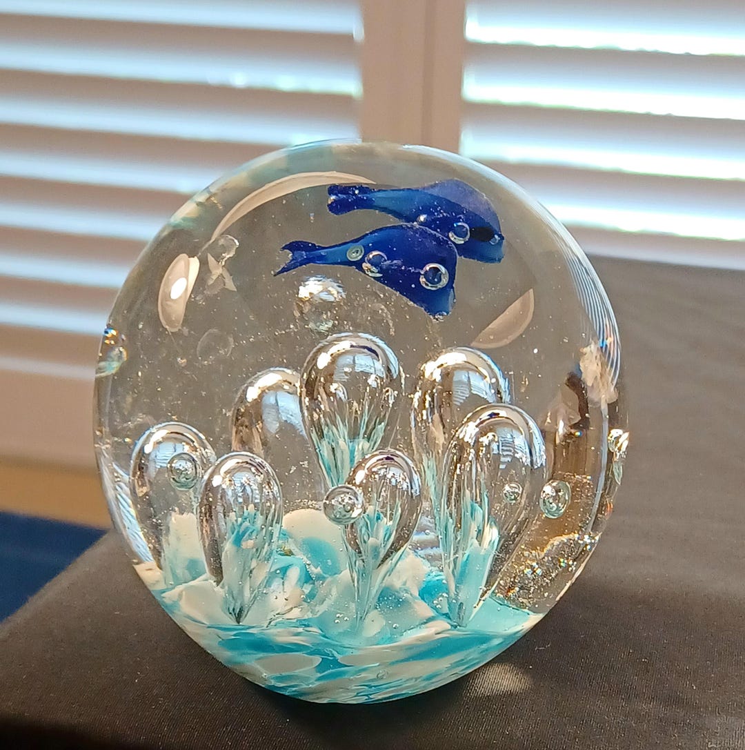 Large Fish Bowl Art Glass Paperweight - Paperweight - Art Glass ...