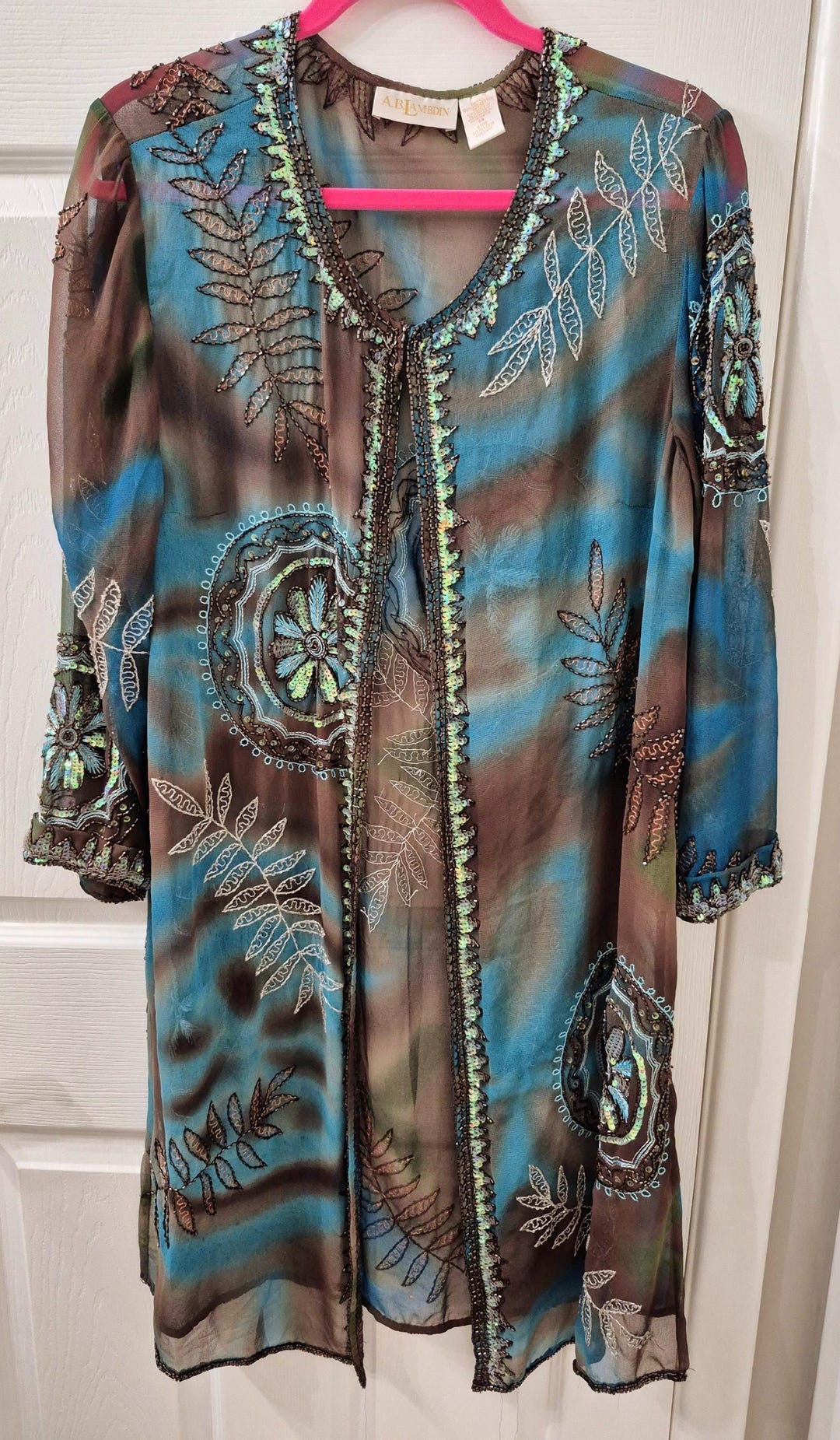 Vintage A.B. Lambdin Sequin & Beaded Cover-up / Jacket Coat Size 14 ...