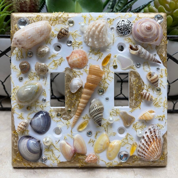 Seashell Light Switch Plate Cover Real Seashells Two Toggle - Etsy